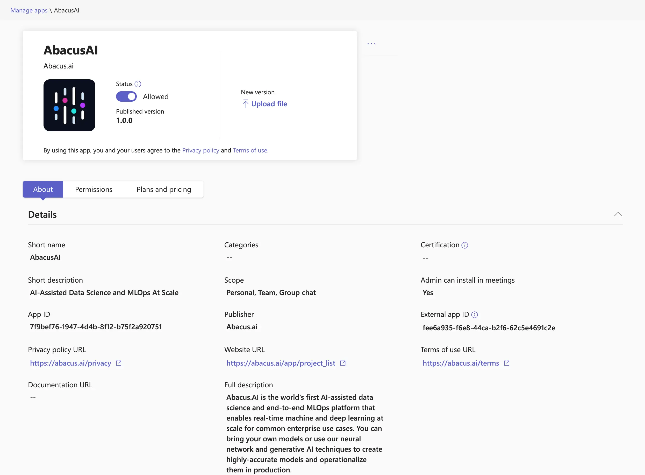 Abacus.AI - Microsoft Teams